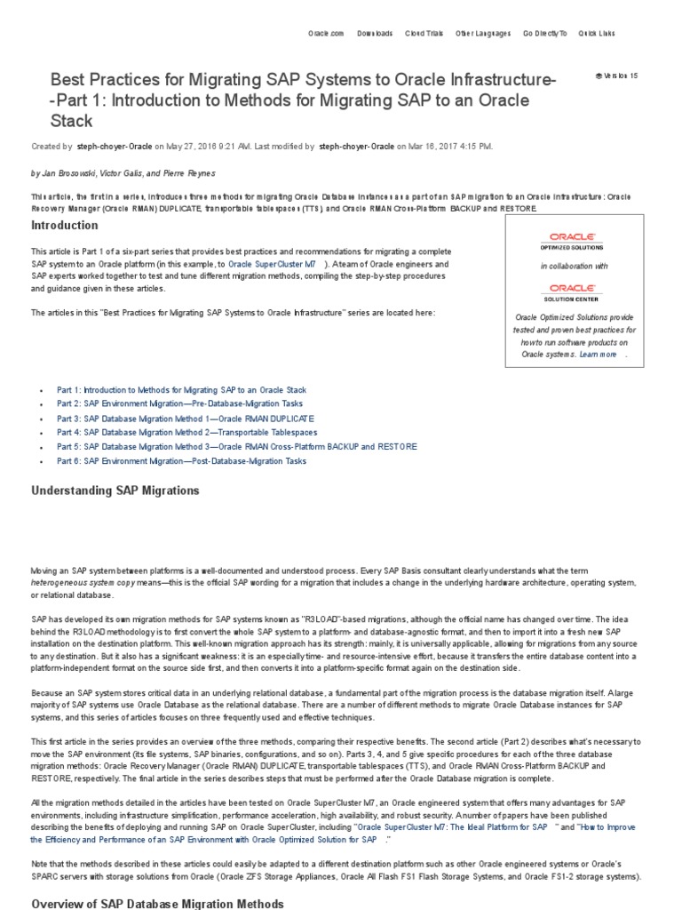 SAP to Oracle Migration Methods Overview | PDF | Oracle Database | Sap Se