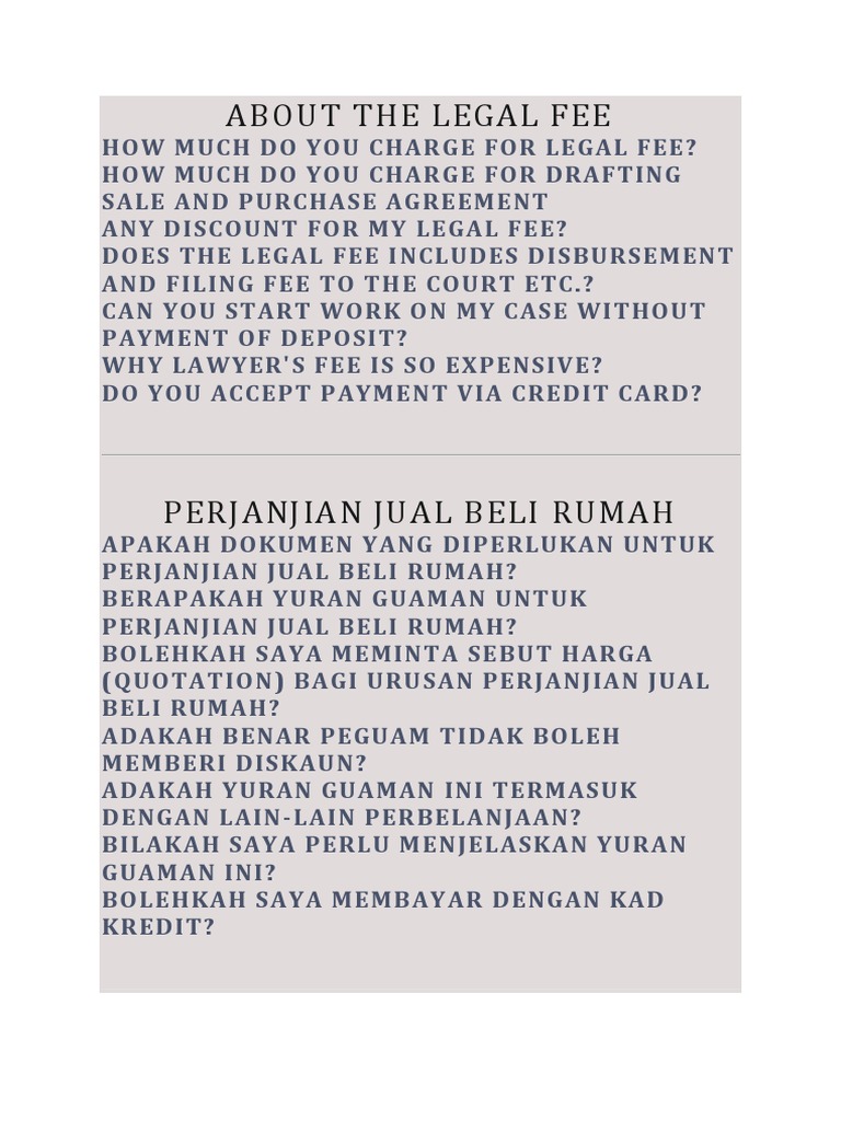 Legal Fees for Property Transactions | PDF | Bail | Arrest