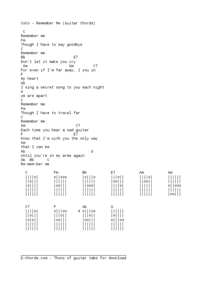 Remember Me (Guitar Chords | PDF