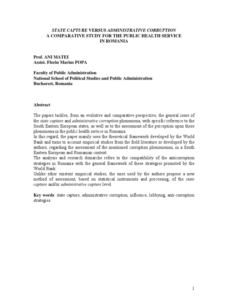 State Capture Versus Administrative Corruption | PDF | Corruption ...