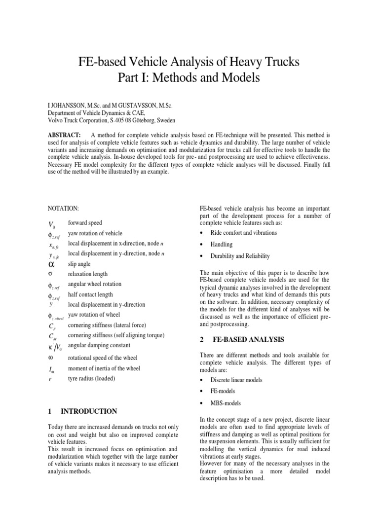 FE Analysis Methods for Heavy Trucks | PDF | Suspension (Vehicle ...