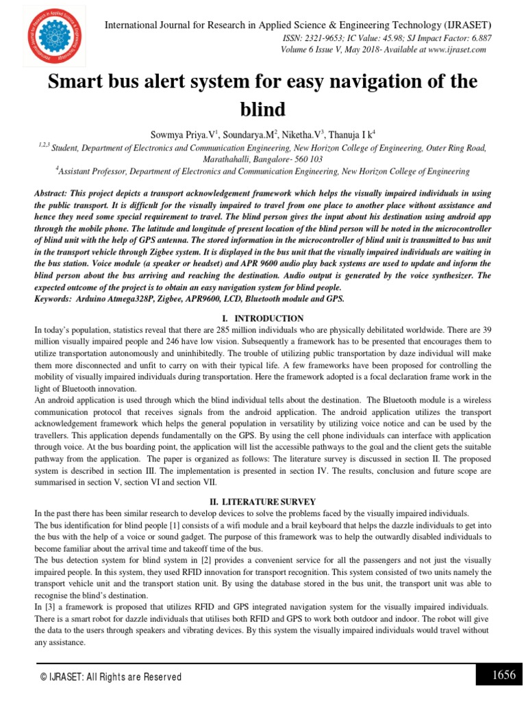 Smart Bus Alert System For Easy Navigation of The Blind | PDF | Visual ...