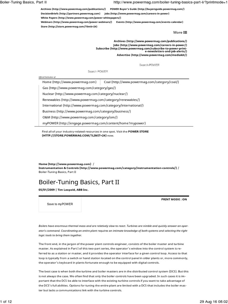 Boiler-Tuning Basics, Part II PDF | PDF | Boiler | Throttle