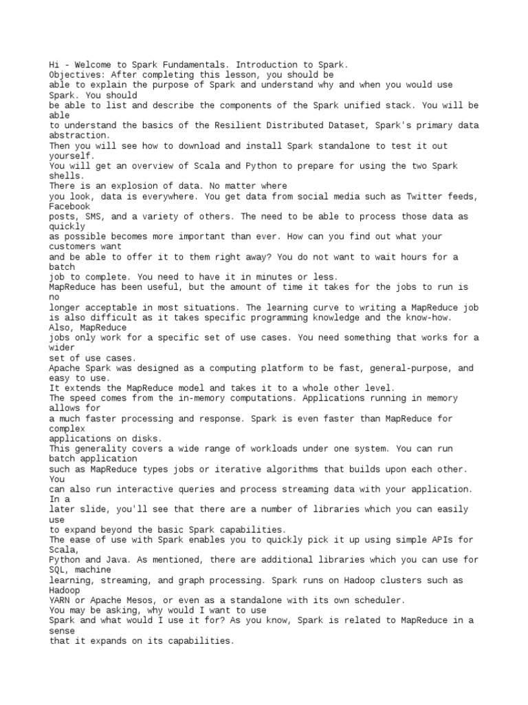 Spark 101 Pdf Apache Spark Scala Programming Language