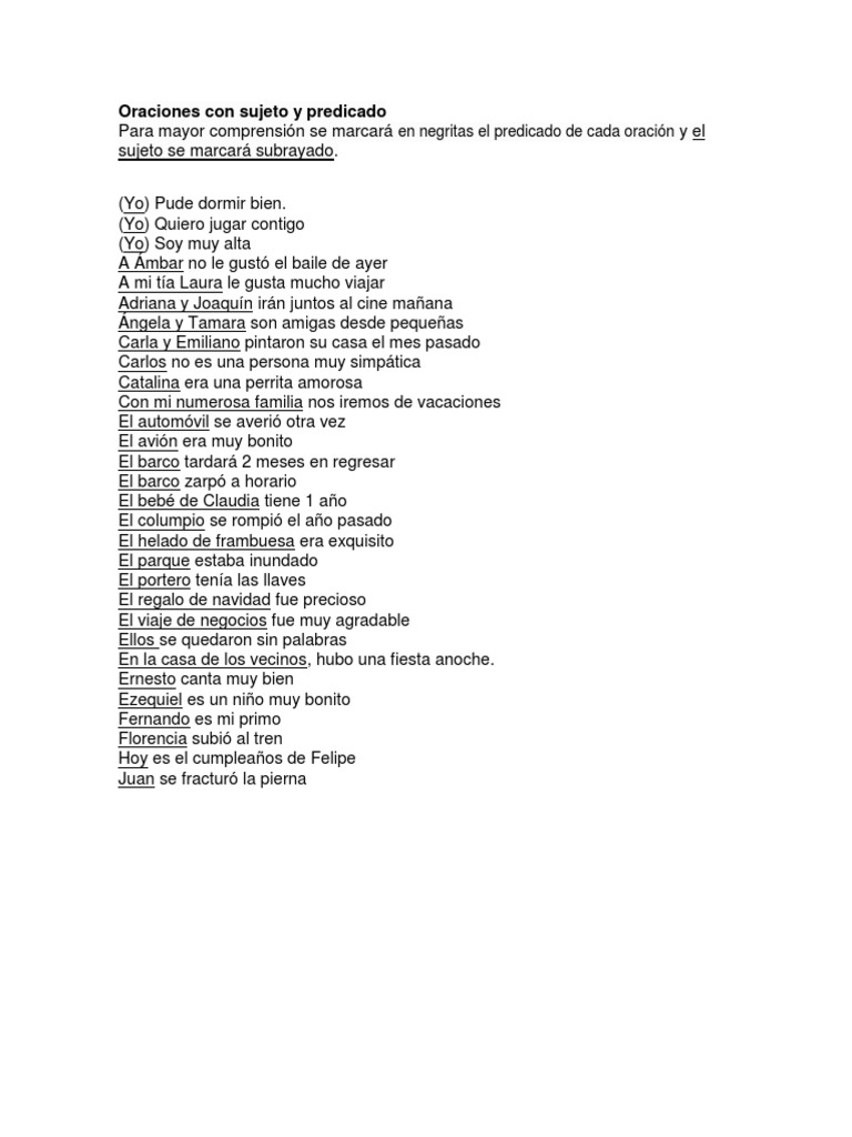 Oraciones Con Sujeto y Predicado | PDF