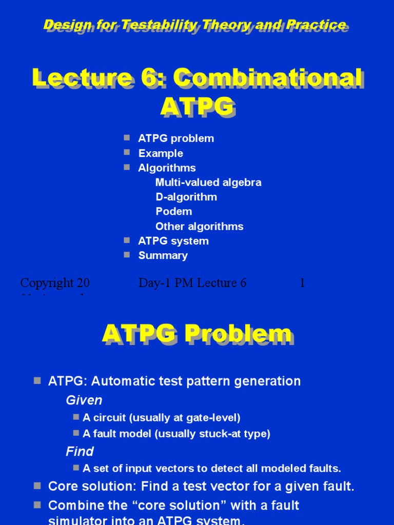 Lecture 6 Combinational Atpg Pdf Theoretical Computer Science Cognitive Science