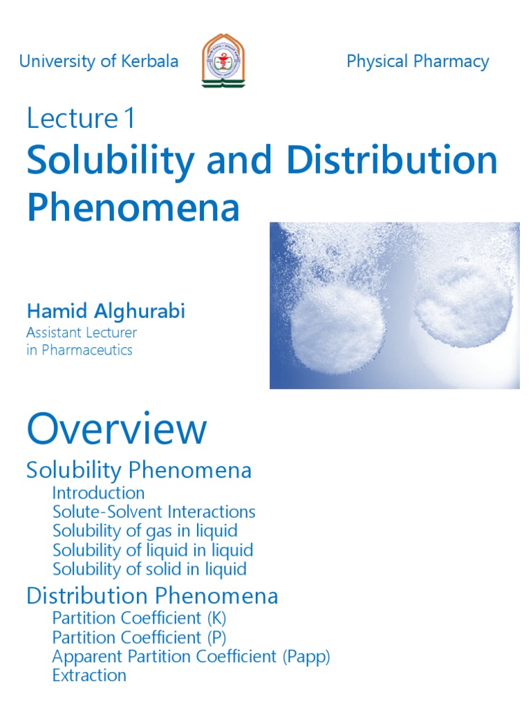Lec. 1 Solubility and Distribution Phenomena | PDF | Solubility | Solution