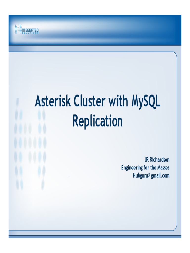 Asterisk MySQL Cluster Presentation | PDF | My Sql | Replication (Computing)