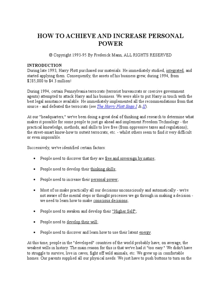 How To Achieve and Increase Personal Power | PDF | Optimism ...