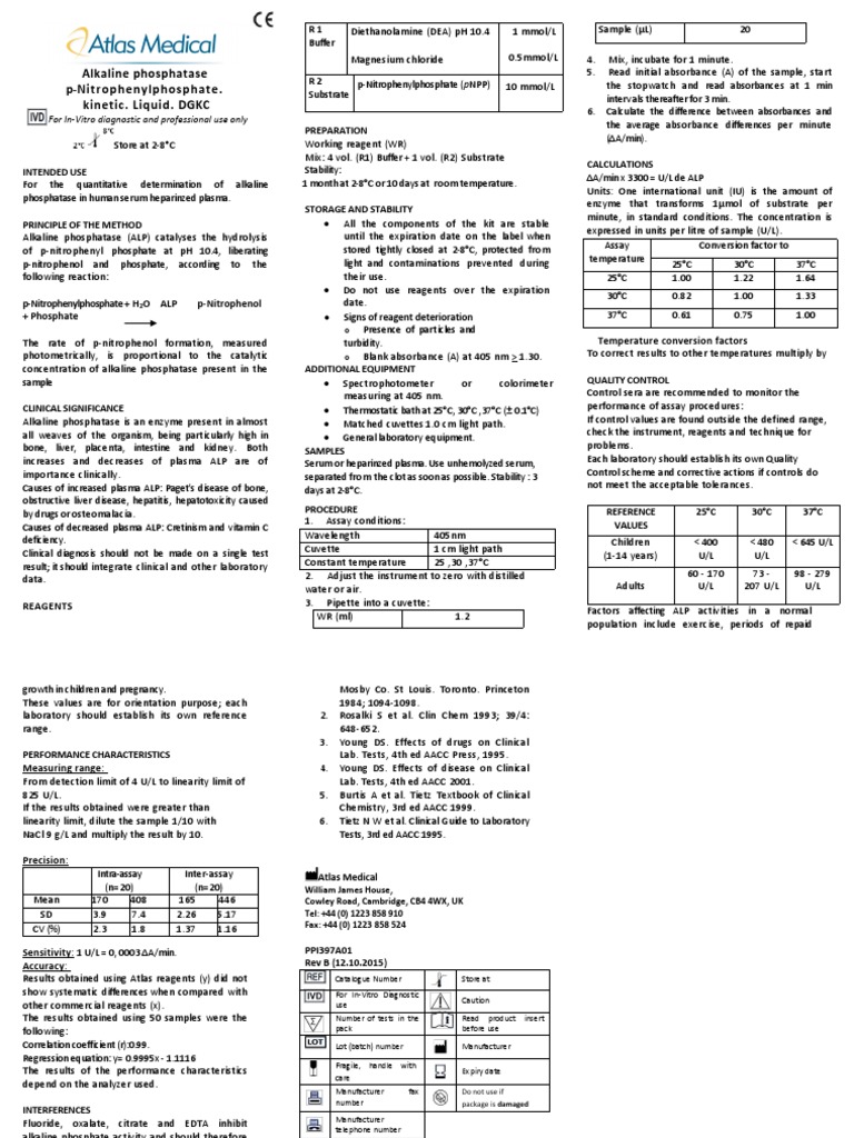 Alkaline Phosphatase, Liquid Package Insert | PDF | Medical Specialties ...