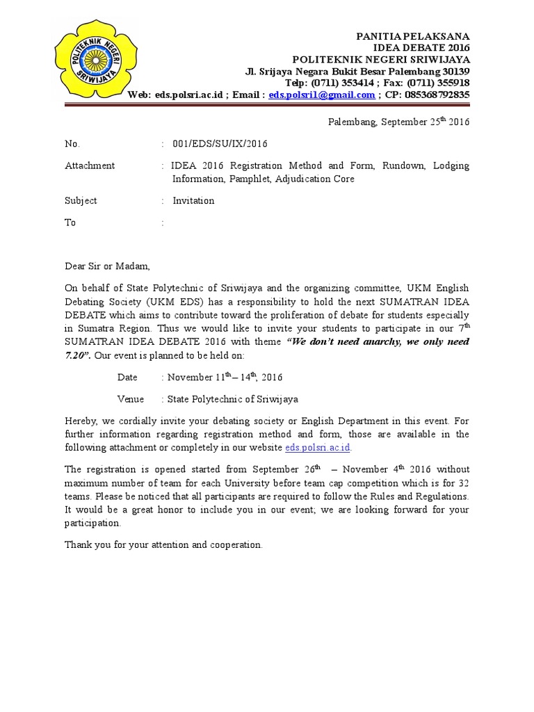 Invitation Letter, Rules and Regulations, Registration Form | PDF ...