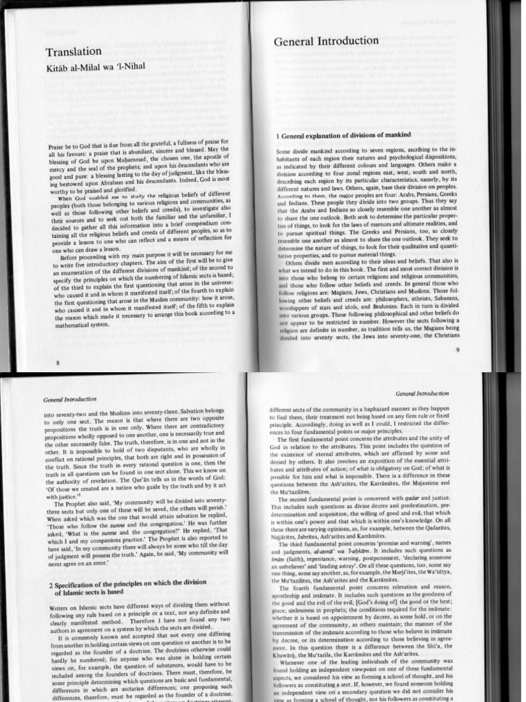 Book of Sects and Creeds by Shahrastani | PDF