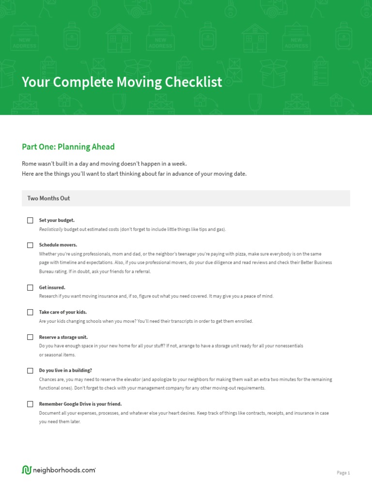 Your Complete Moving Checklist | PDF | Business