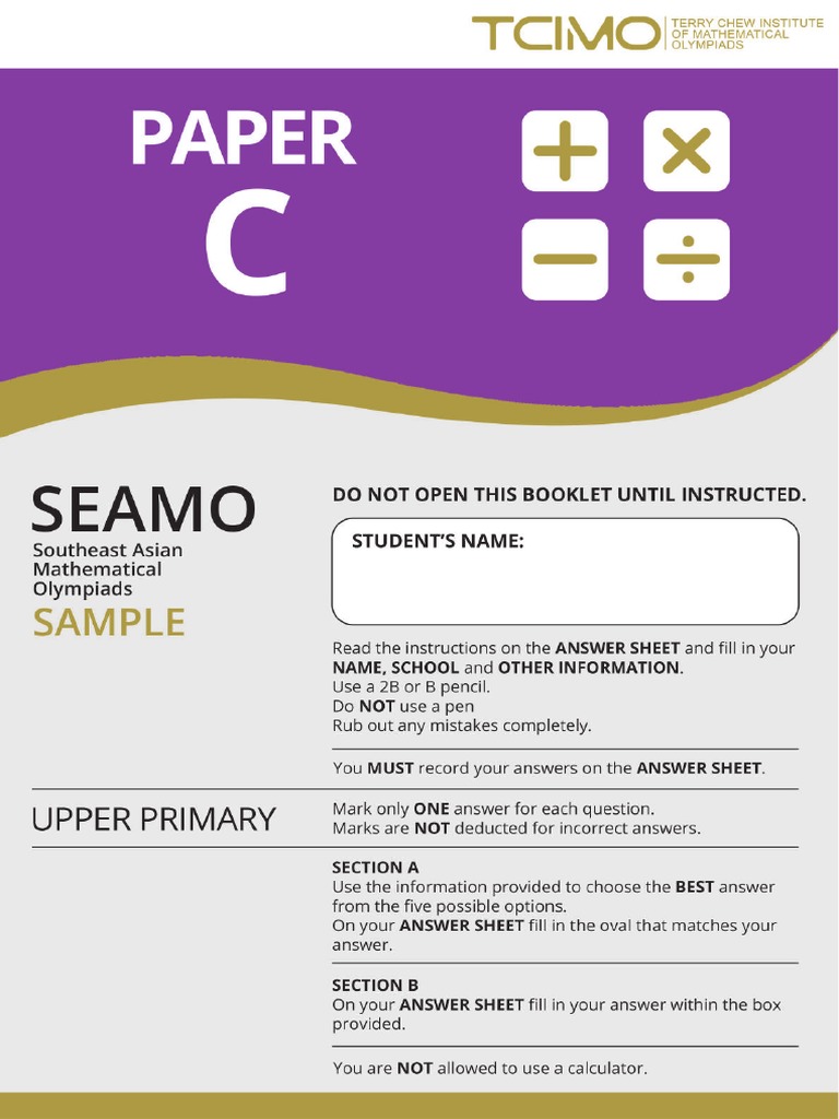 Seamo Practice Set Paper C | PDF | Teaching Mathematics