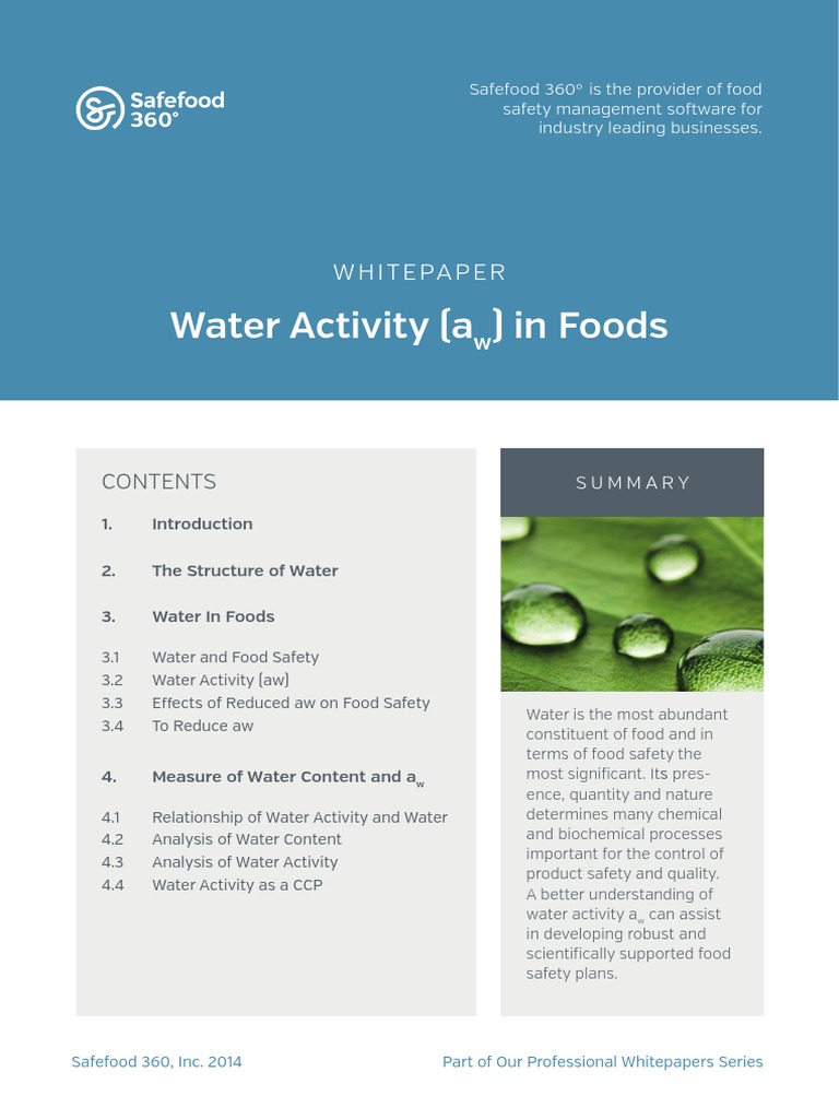Water Activity PDF | PDF | Physical Chemistry | Materials