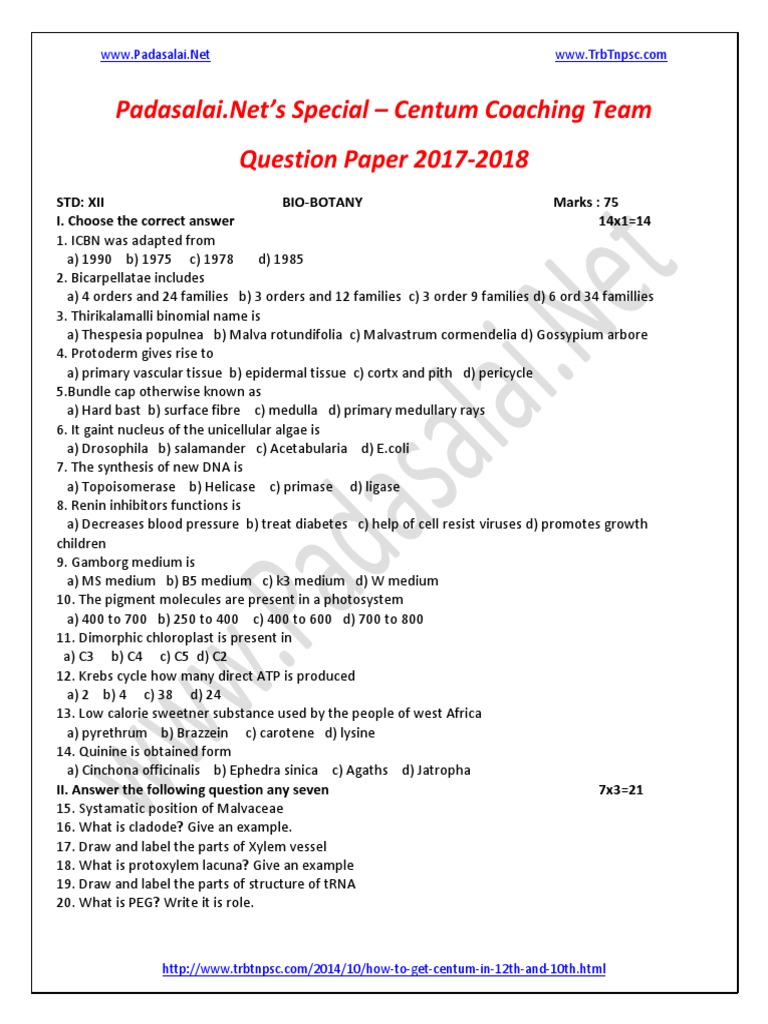 12th Bio Botany | PDF | Branches Of Botany | Plants