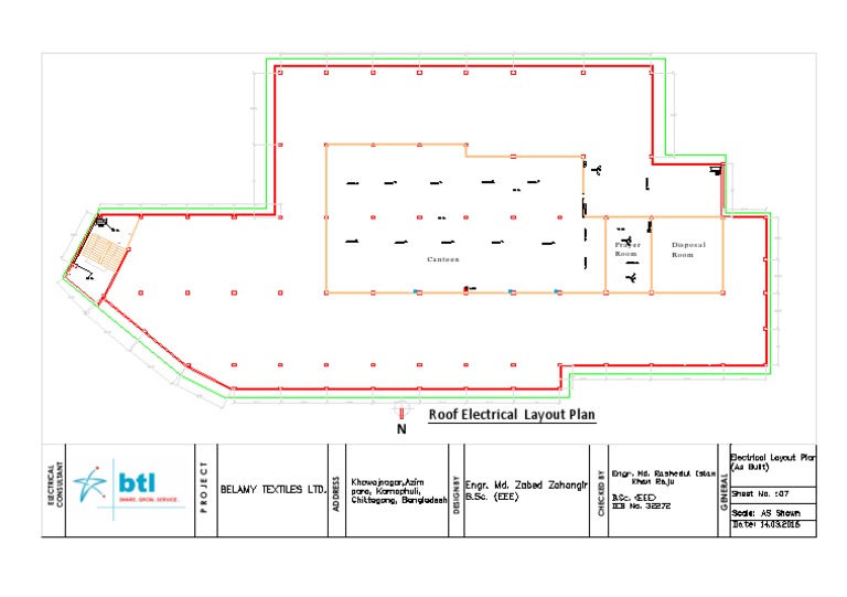 Roof Electrical Layout Plan: Canteen Prayer Room Disposal Room | PDF