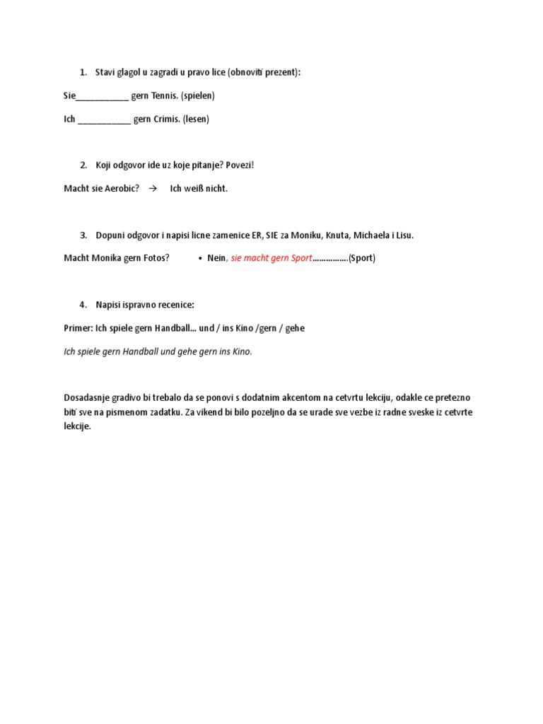 Peti Razred Pismeni Zadatak | PDF