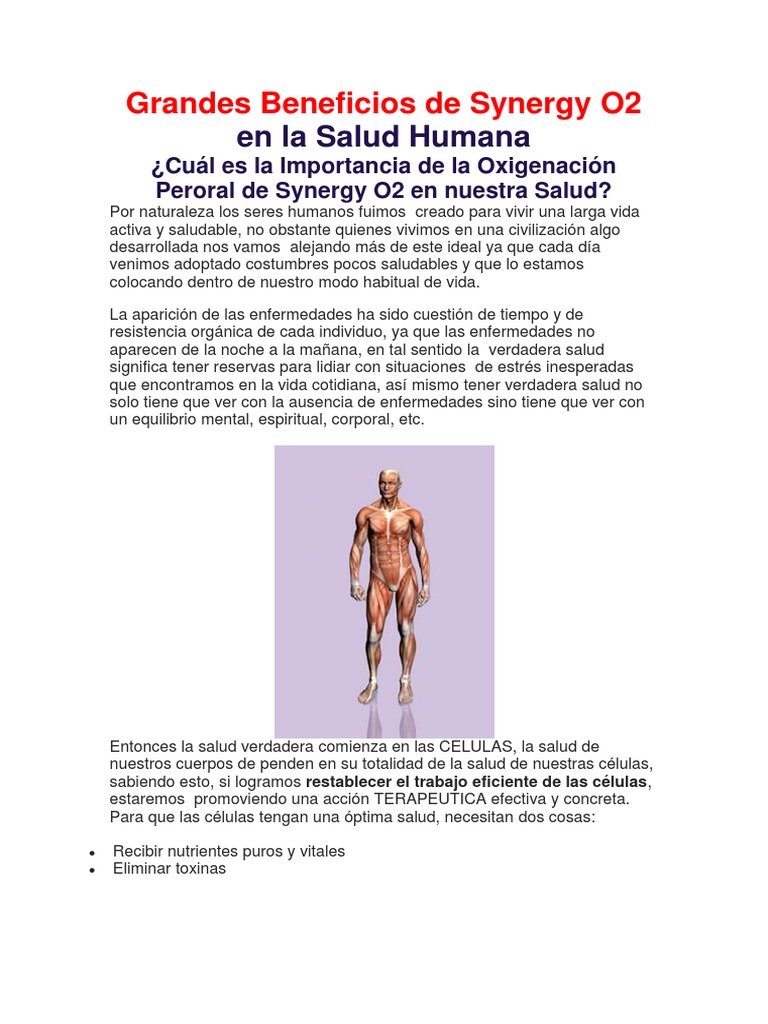 Grandes Beneficios de Synergy O2 en La Salud Humana | PDF | Nutrientes ...