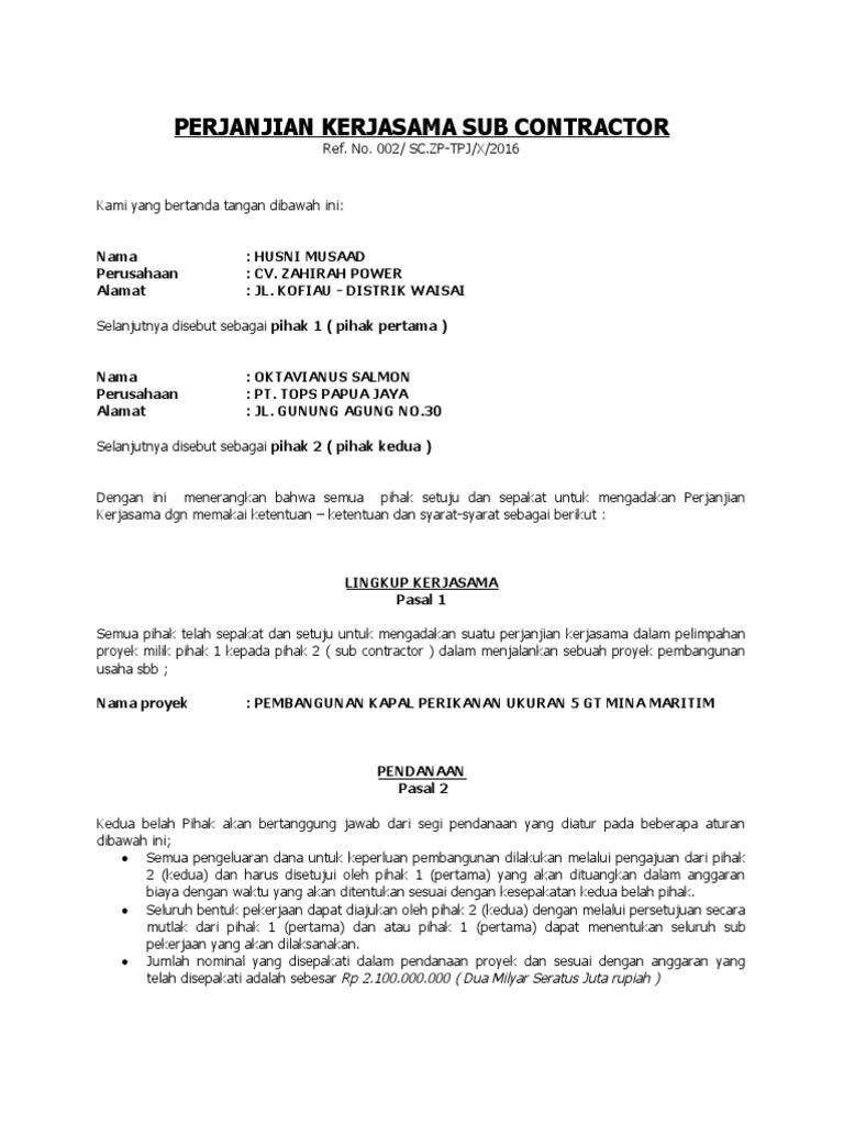 Perjanjian DGN Subcon | PDF