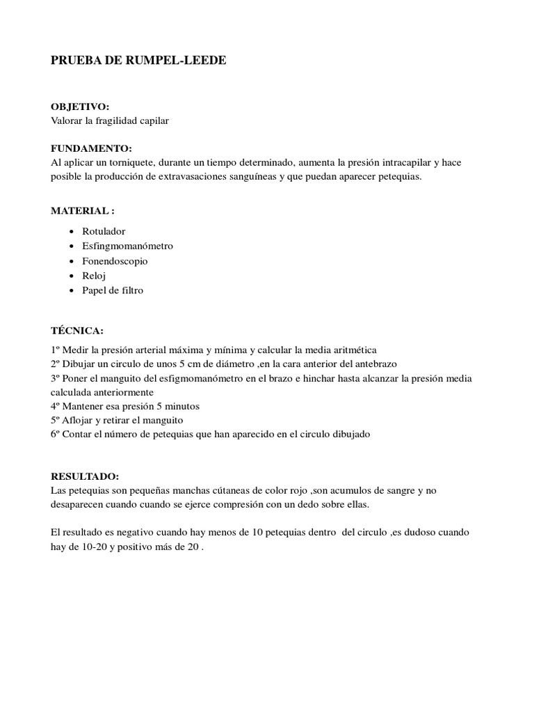 Práctica 20 - Fragilidad Vascular (Prueba de Rumpel-Leede) | PDF