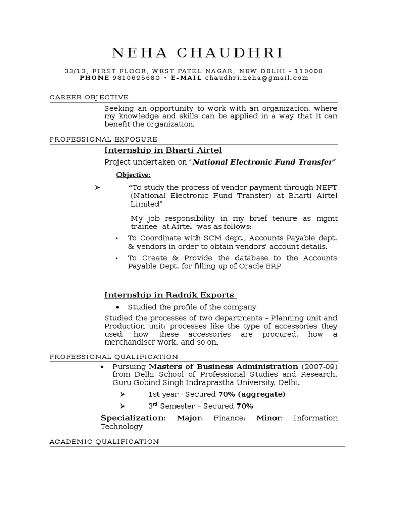 Neha Resume | PDF | Business