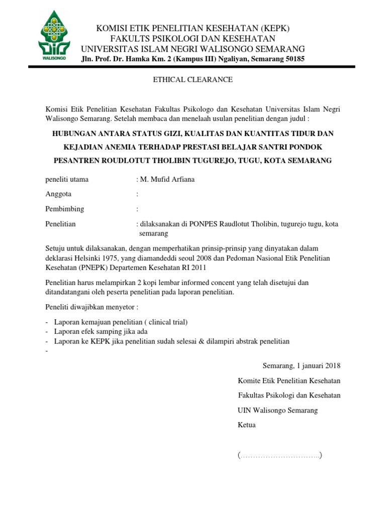 Ethical Clearance | PDF