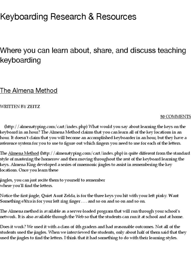 Almena Method: Quick Keyboard Learning | PDF | Cognition