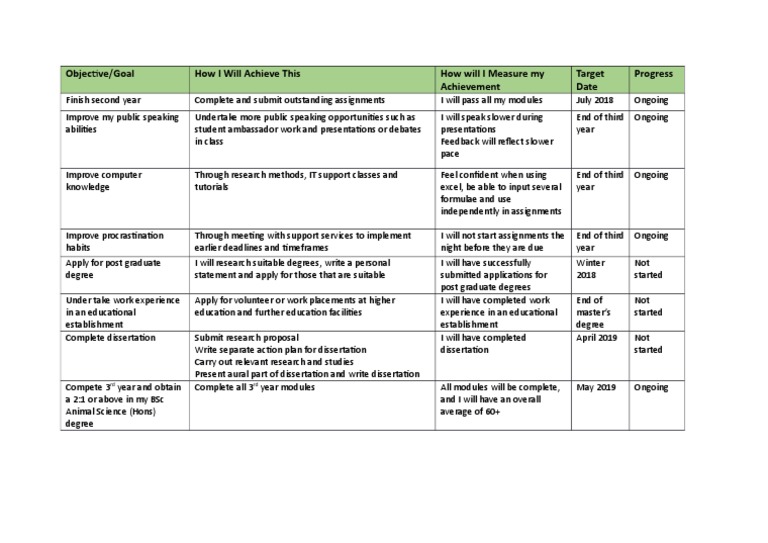 Action Plan | PDF | Academic Degree | Thesis