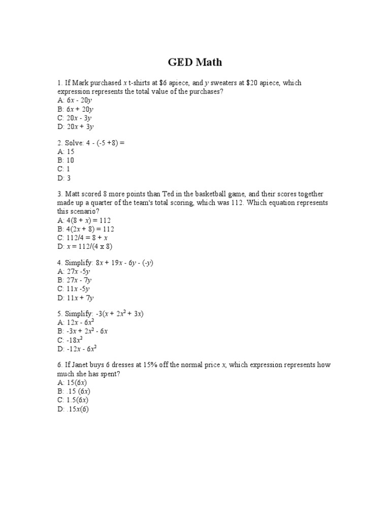 GED Math | PDF