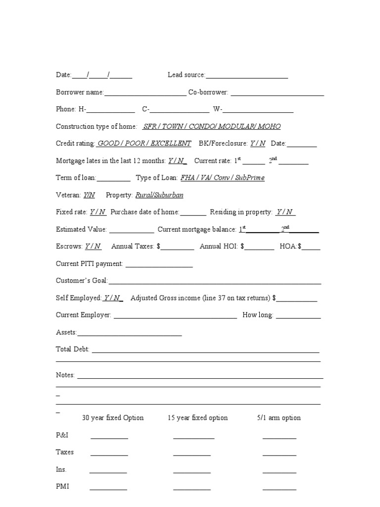 Mortgage Application Information Form | PDF | Finance & Money Management | Law