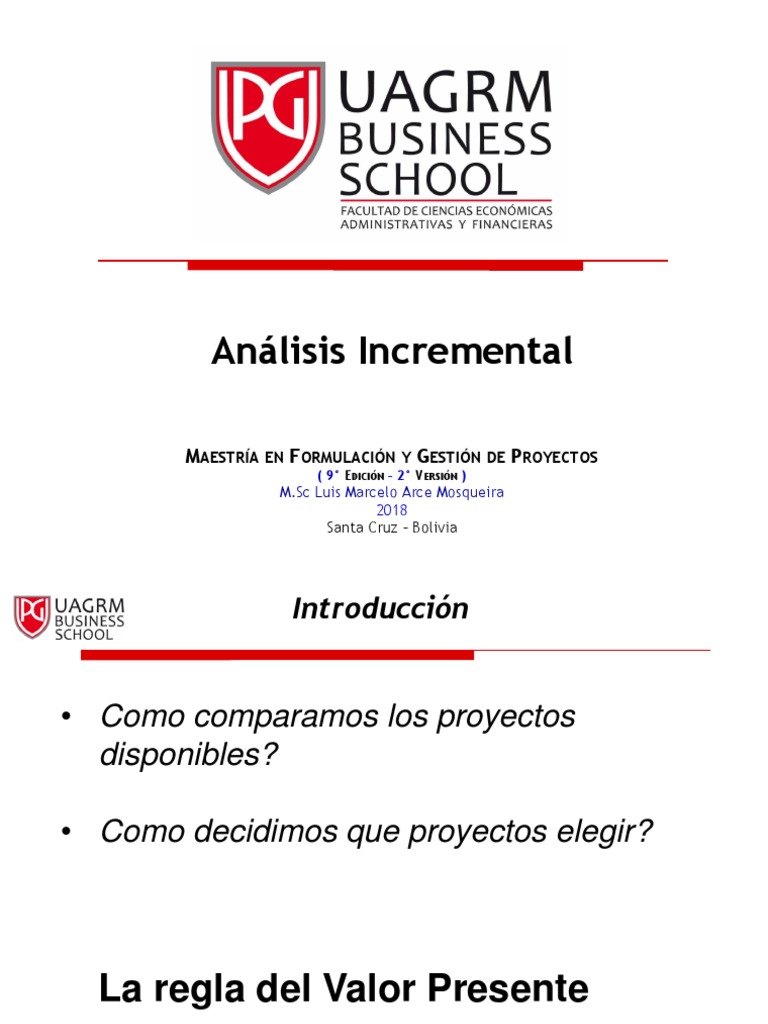Analisis Incremental | PDF | Flujo de efectivo | Costo de oportunidad