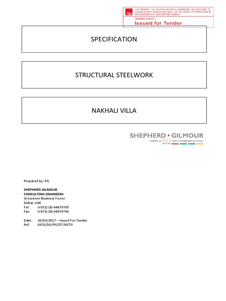 Structural Steelwork Specification | PDF | General Contractor | Welding