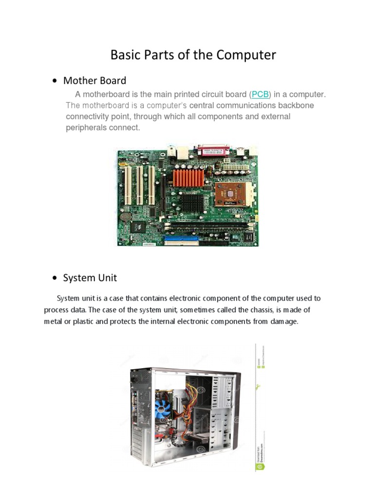 Basic computer parts explained | PDF | Computer Data Storage | Hard ...
