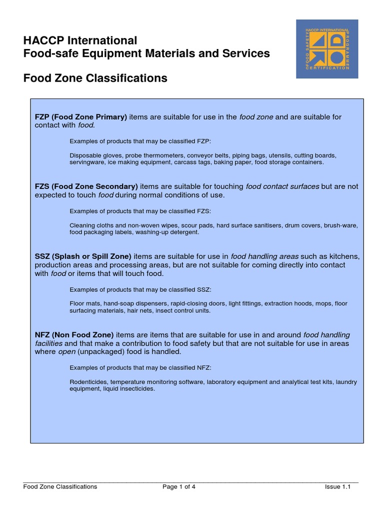 Food Zone Classifications v1.1 | Download Free PDF | Packaging And ...
