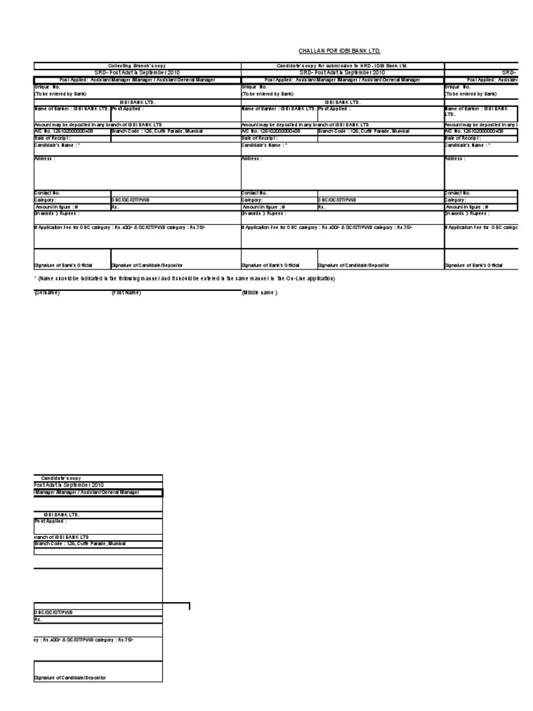 SRD - Challan-IDBI | PDF | Rupee | Banks