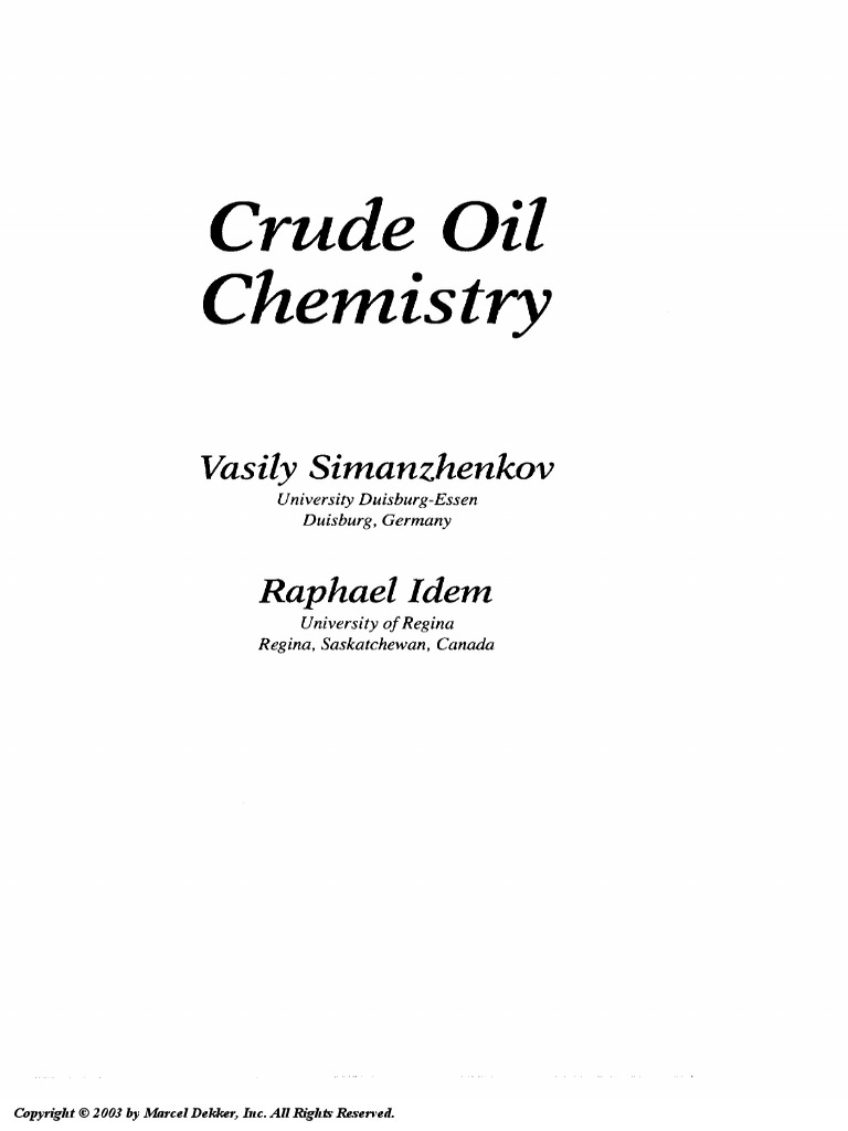 Crude Oil Chemistry PDF | Download Free PDF | Alkane | Hydrocarbons
