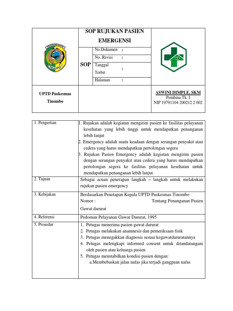 Sop Rujukan Pasien Emergensi | PDF