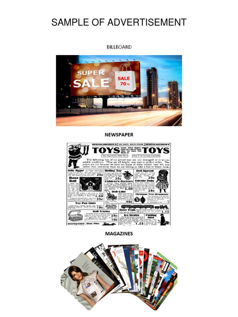 Sample of Advertisement: Billboard | PDF | Promotion And Marketing ...