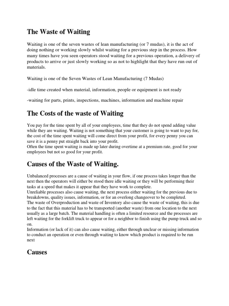 The Waste of Waiting | PDF | Lean Manufacturing | Grinding (Abrasive ...