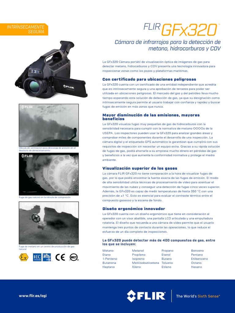 FLIR GFx320 Datasheet ES | Vídeo | Metano