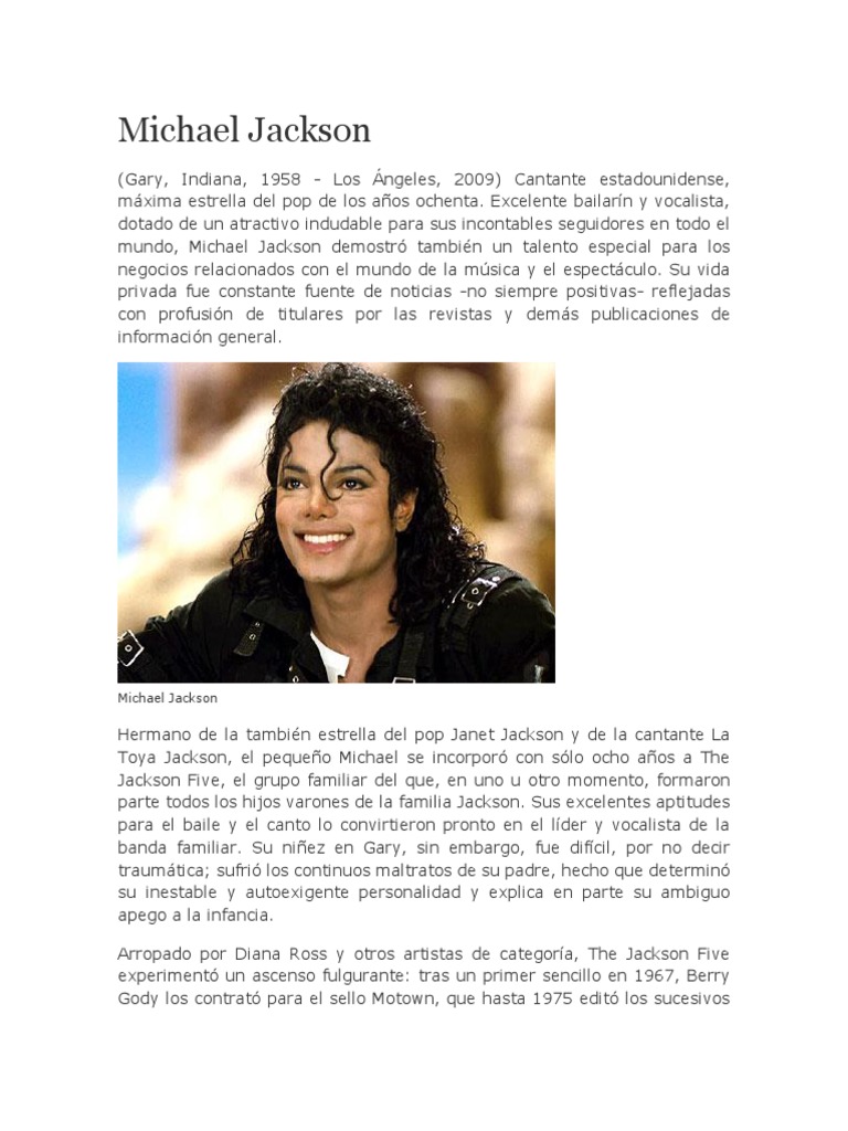 Michael Jackson Biografia | PDF | Michael Jackson | Industria de la música