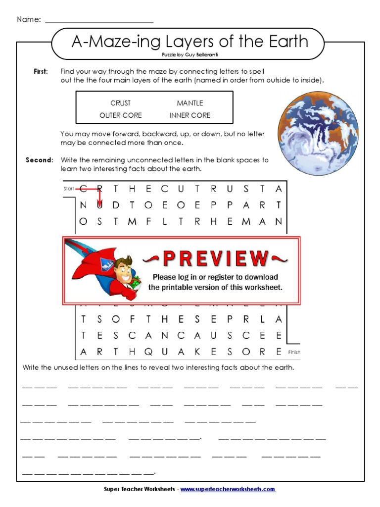 A-Maze-ing Layers of the Earth Puzzle | PDF | Mantle (Geology) | Crust ...