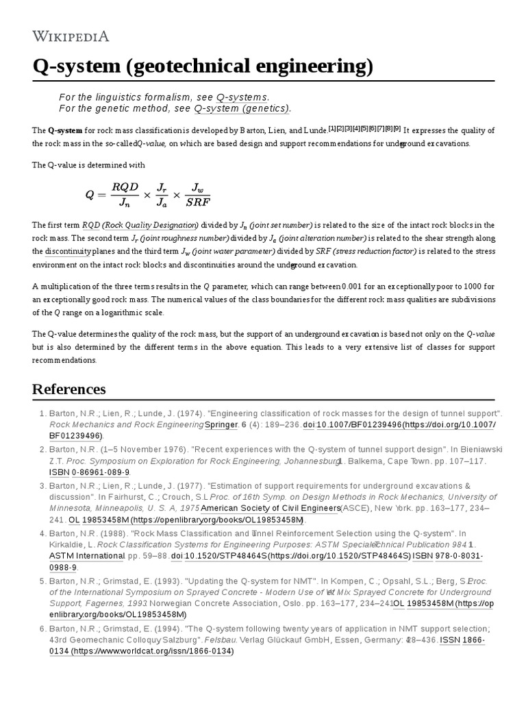 Q-System (Geotechnical Engineering) | PDF | Solid Mechanics ...