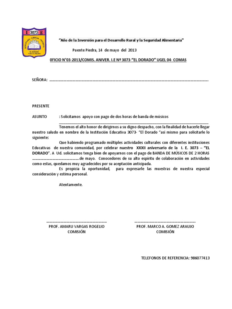 Oficio Donacion Banda | PDF | Negocios