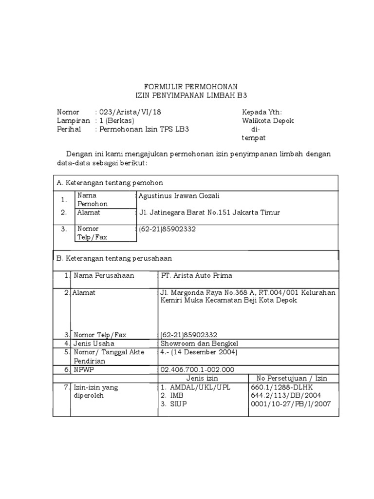 Persyaratan TPS LB3 | PDF
