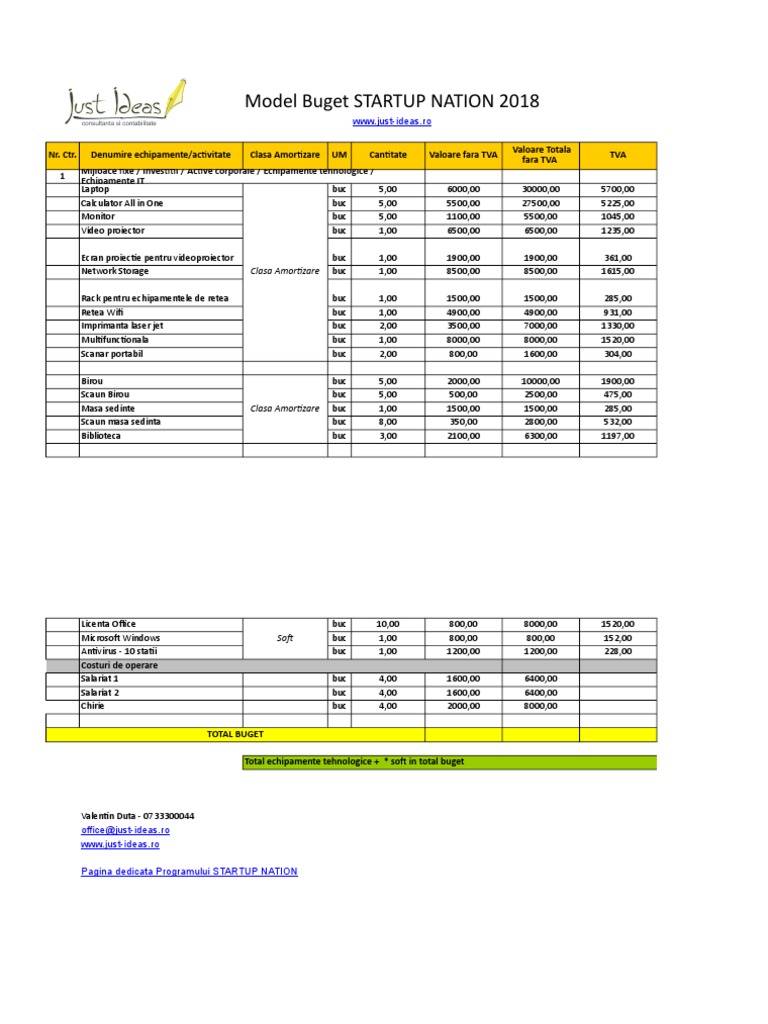 Model Buget WWW - Just Ideas - Ro 1 | PDF