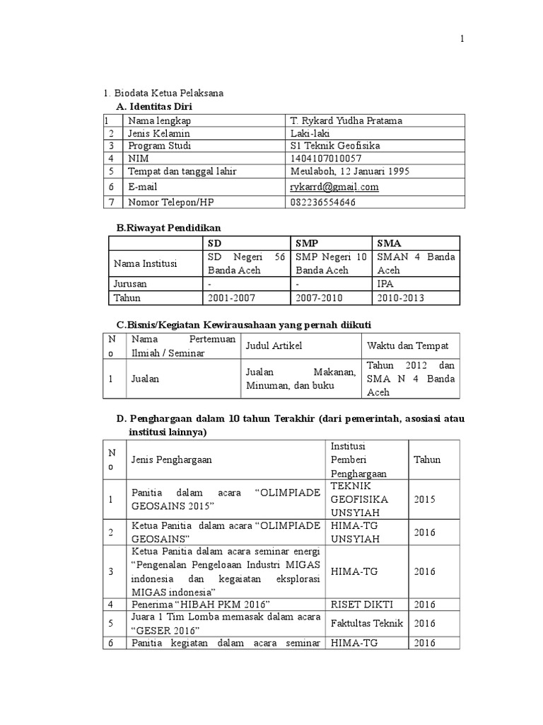 BIiodata Untuk KBMI | PDF