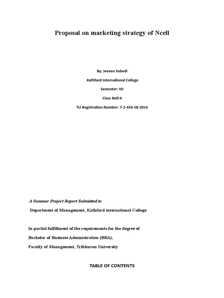 7th Sem - Proposal | PDF | Strategic Management | Marketing Strategy