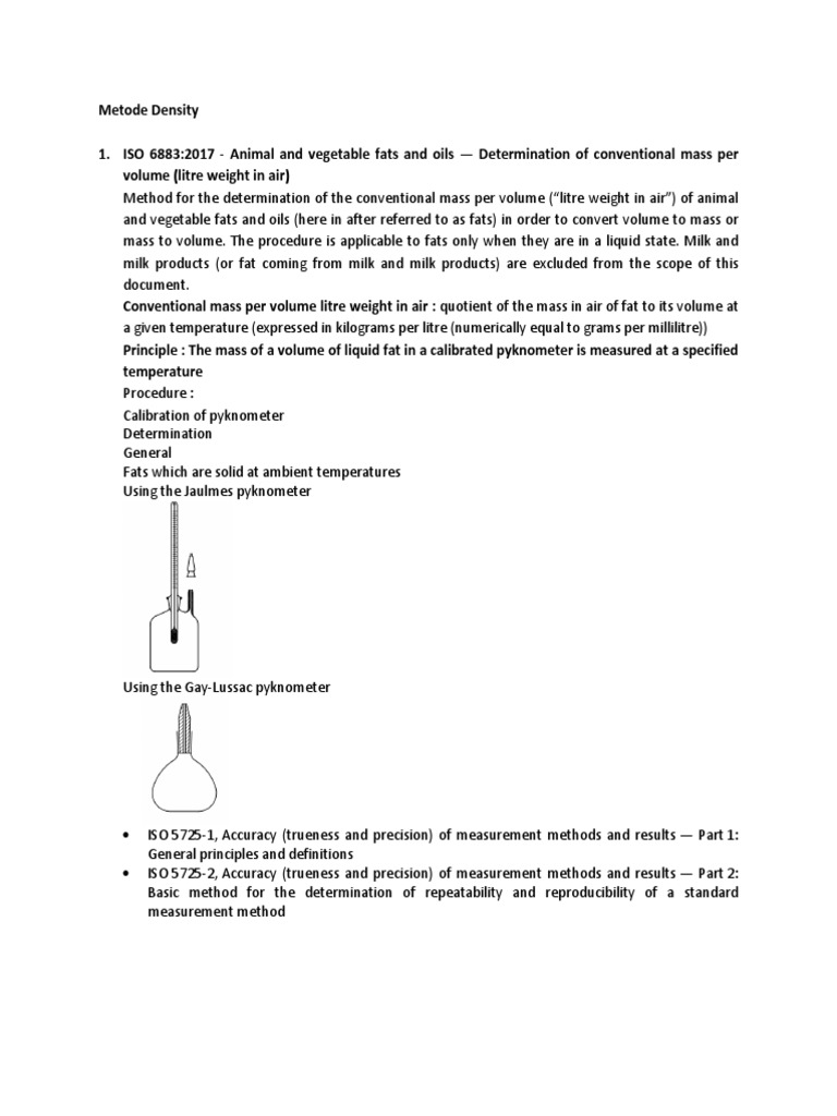 Metode Density | PDF | Litre | Density